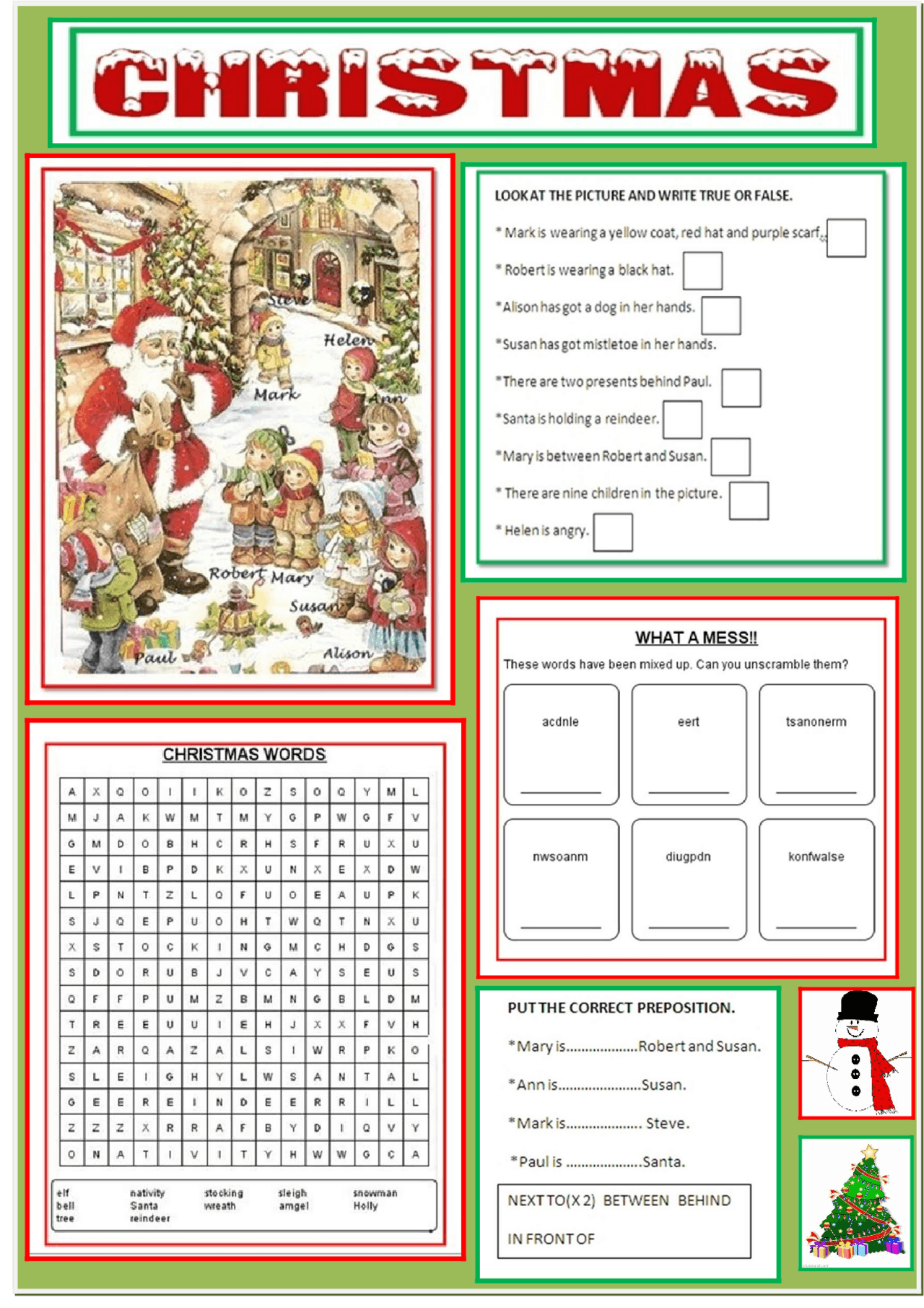 Christmas.Mira el dibujo y haz estas divertidas actividades - Docsity