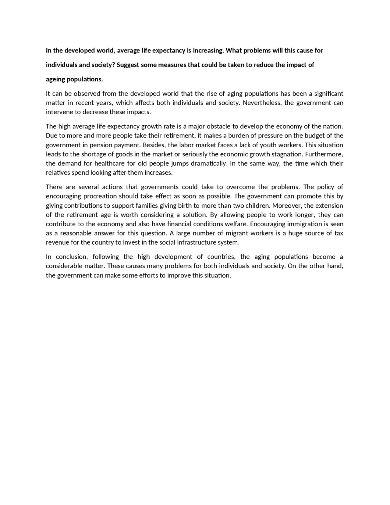 Sociology essay _ aging populations - Docsity