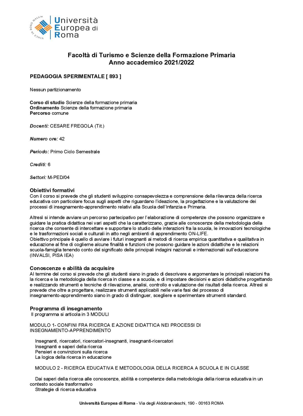 Pedagogia Sperimentale E Della Progettazione Educativa Docsity