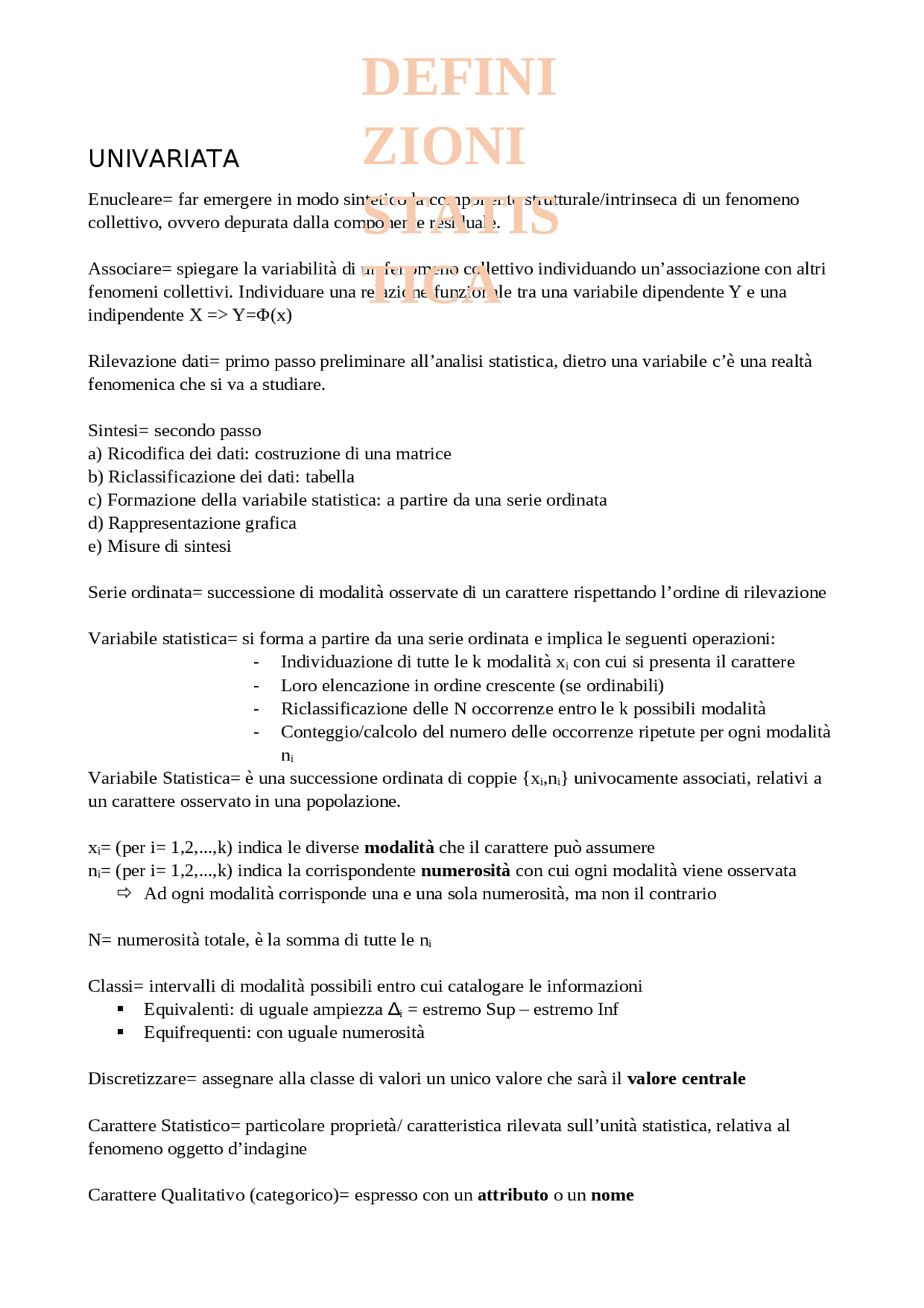 Definizioni Di Statistica Sociale Docsity