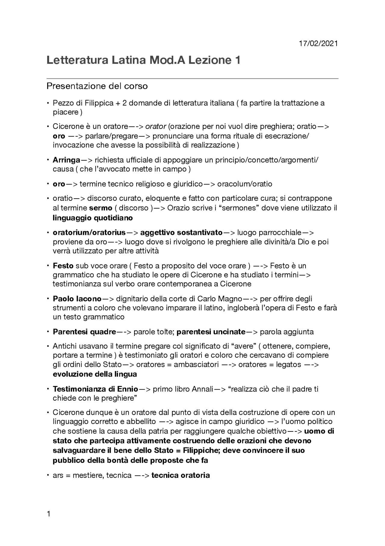 Appunti Letteratura Latina Mod A Docsity