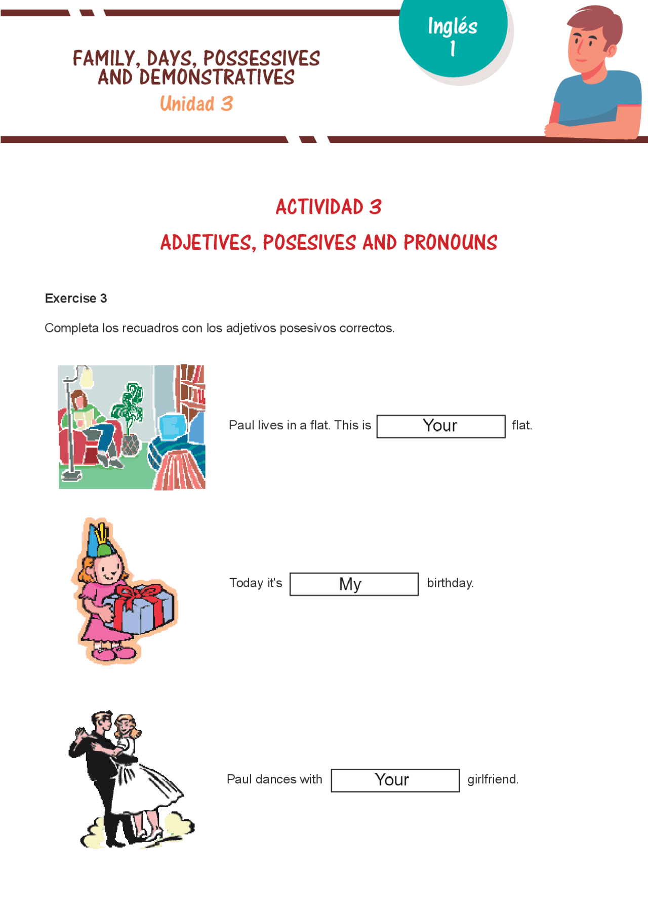 Prueba De Sustantivos Posesivos Adjetivos Posesivos Inglés 3