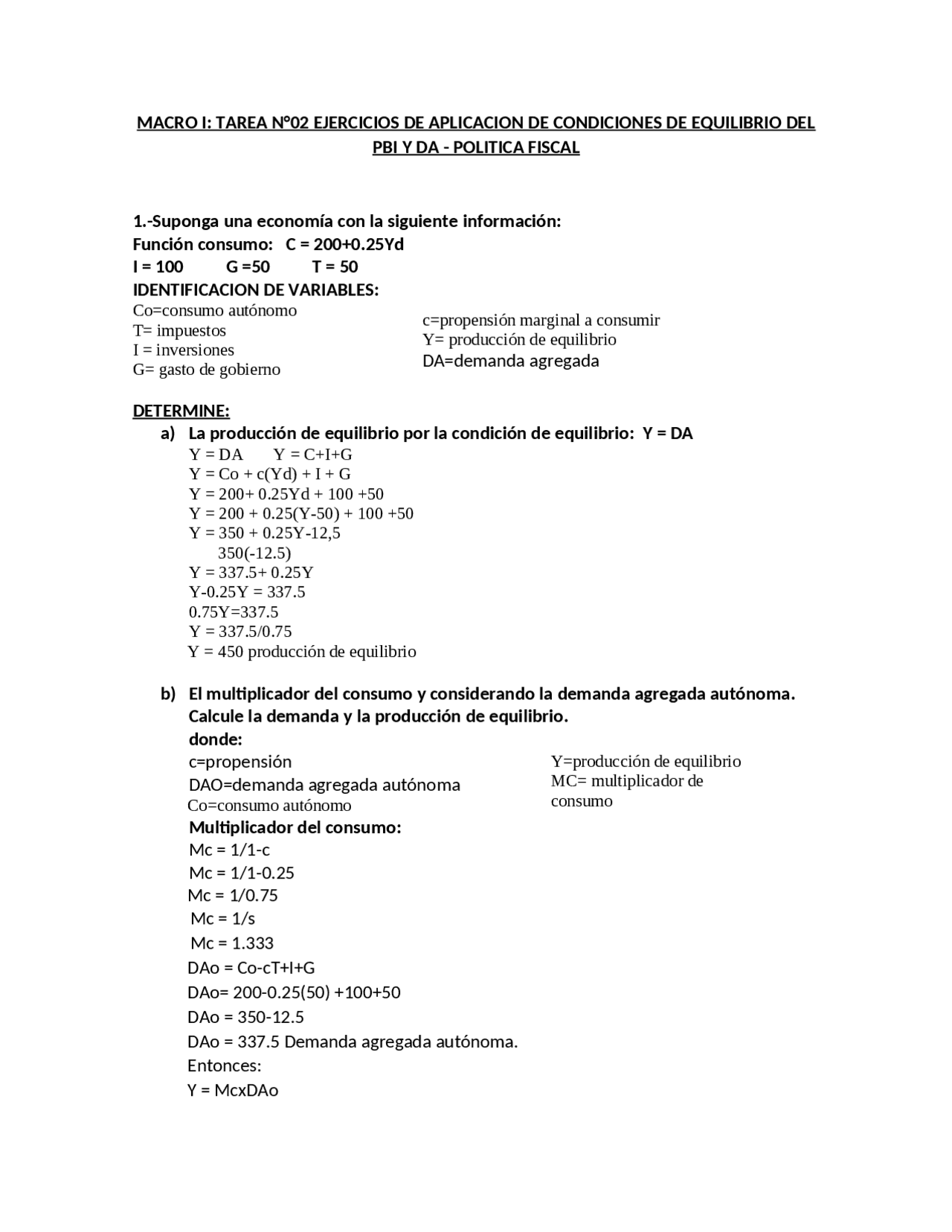 Ejercicios De Macroeconomía Docsity