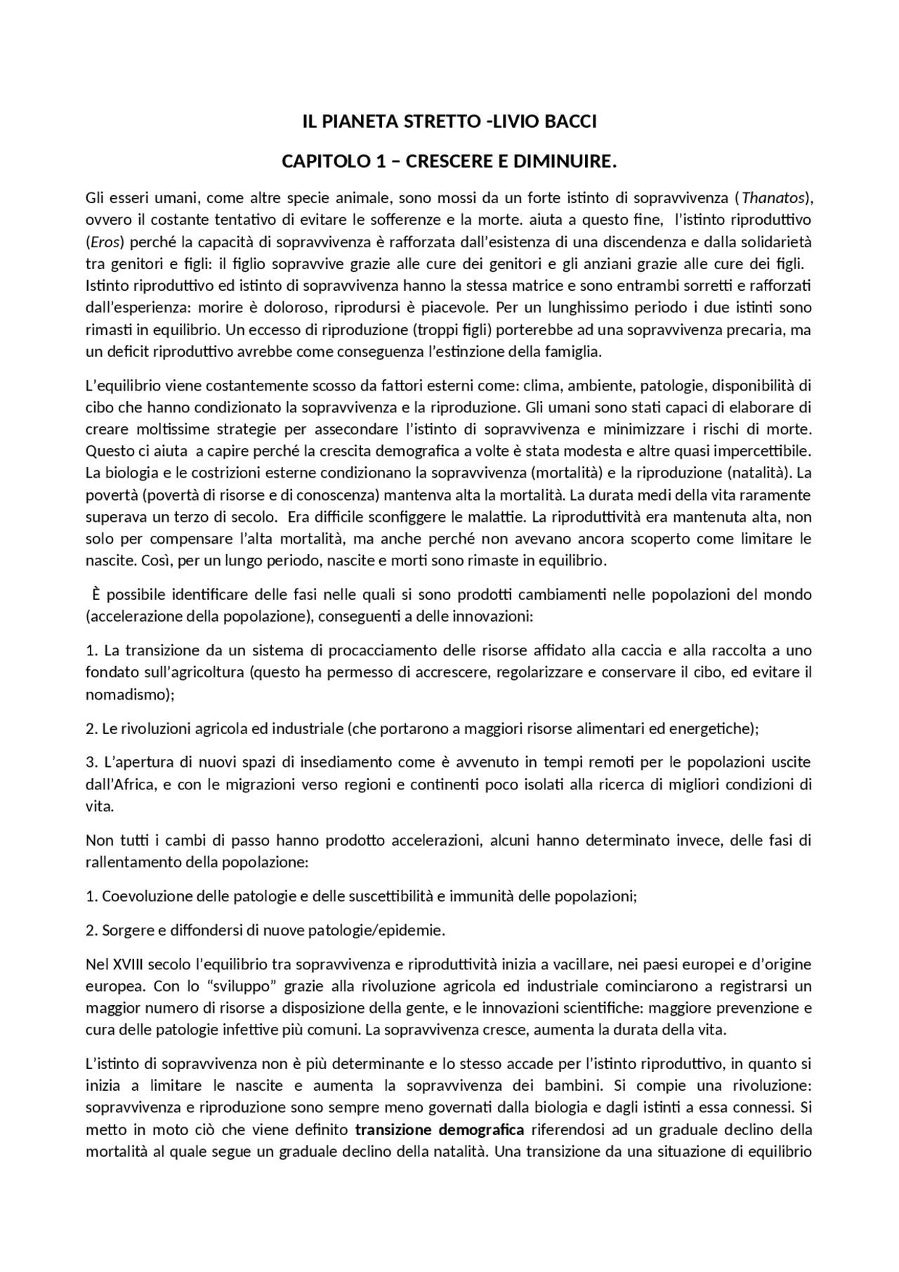 Riassunto Libro Pianeta Stretto Docsity