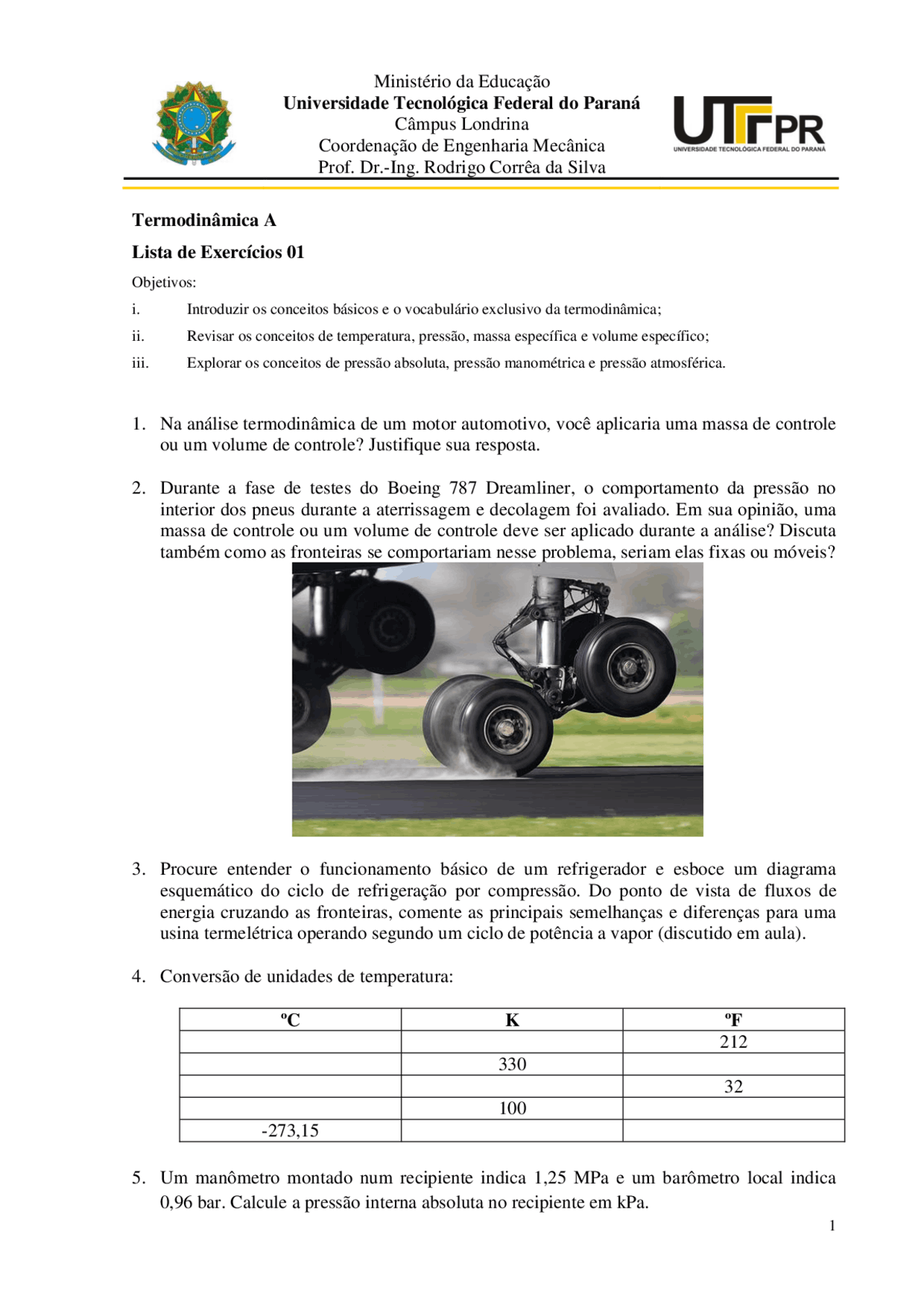 Lista De Exercícios De Termodinâmica Docsity