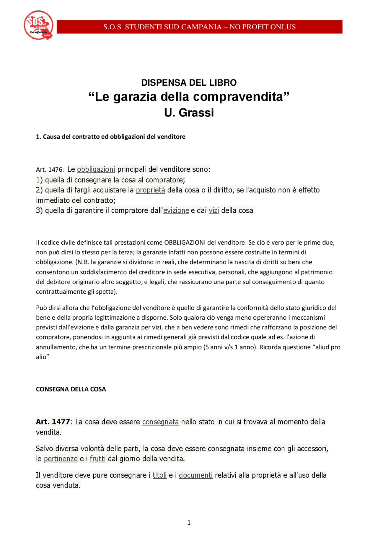 Grassi Libro Parte Generale Docsity