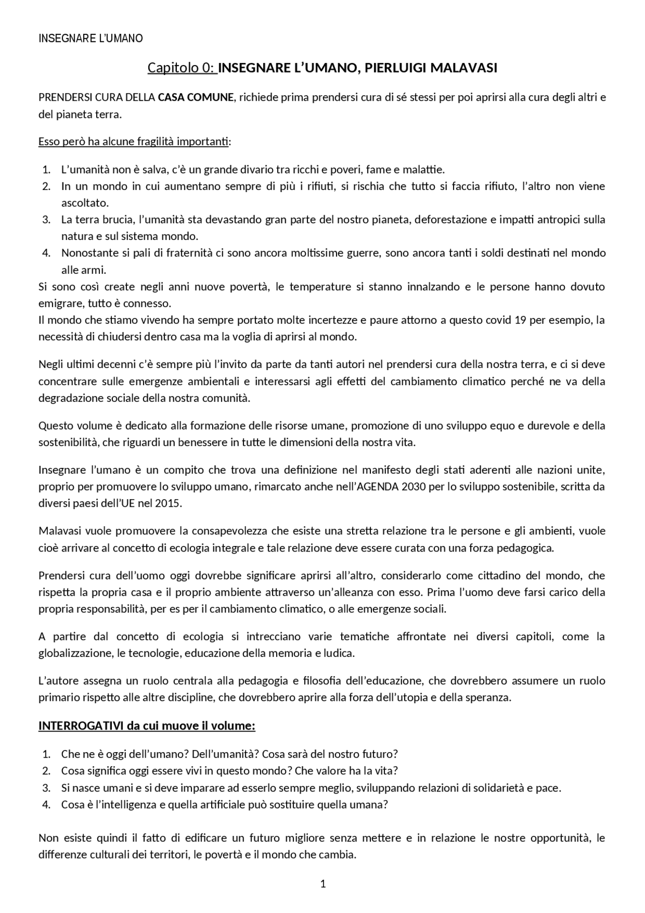 Riassunto Del Libro Insegnare Lumano Docsity