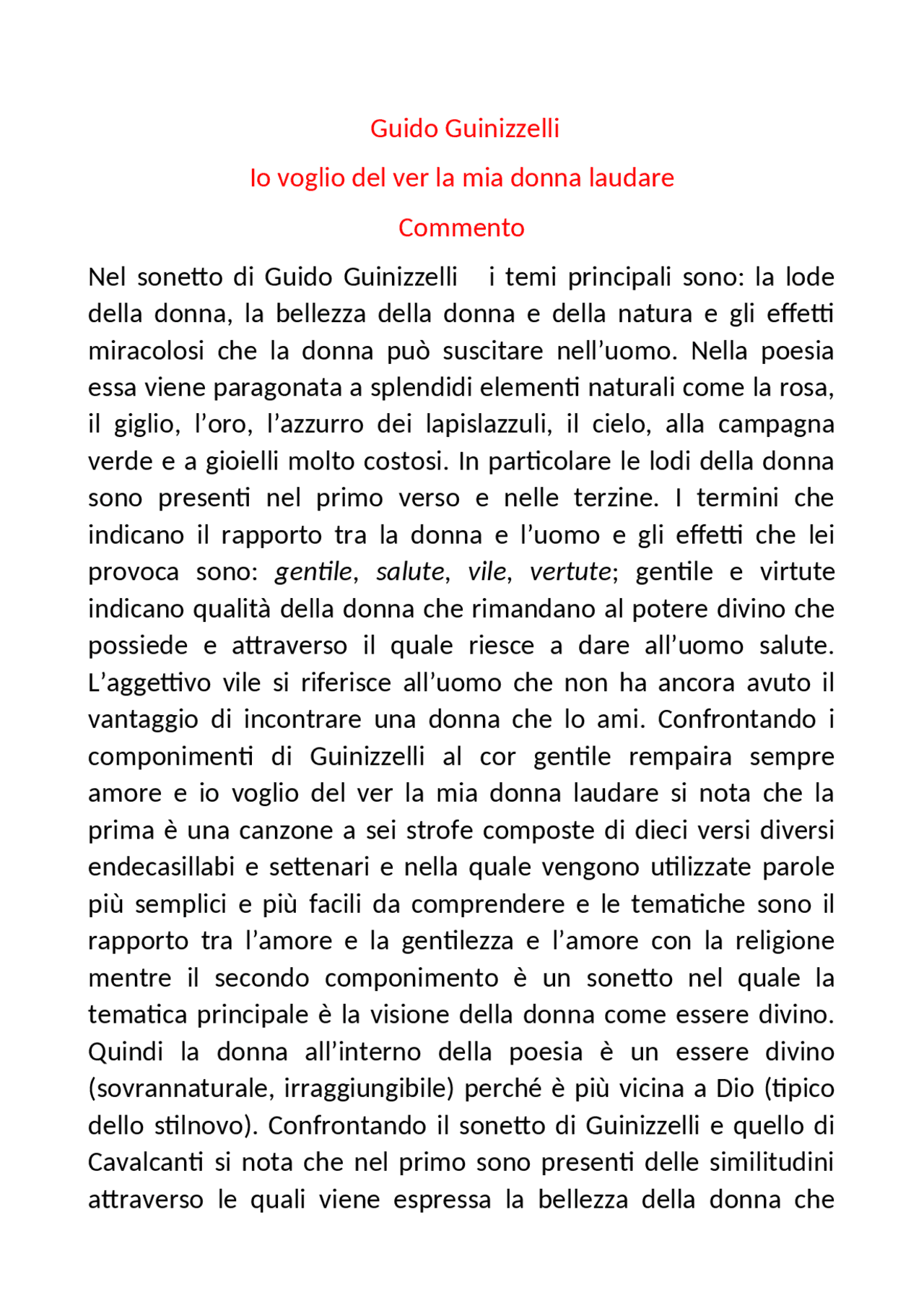 Guido Guinizzelli Introduzione Su Tutto Alinterno Di Questo File