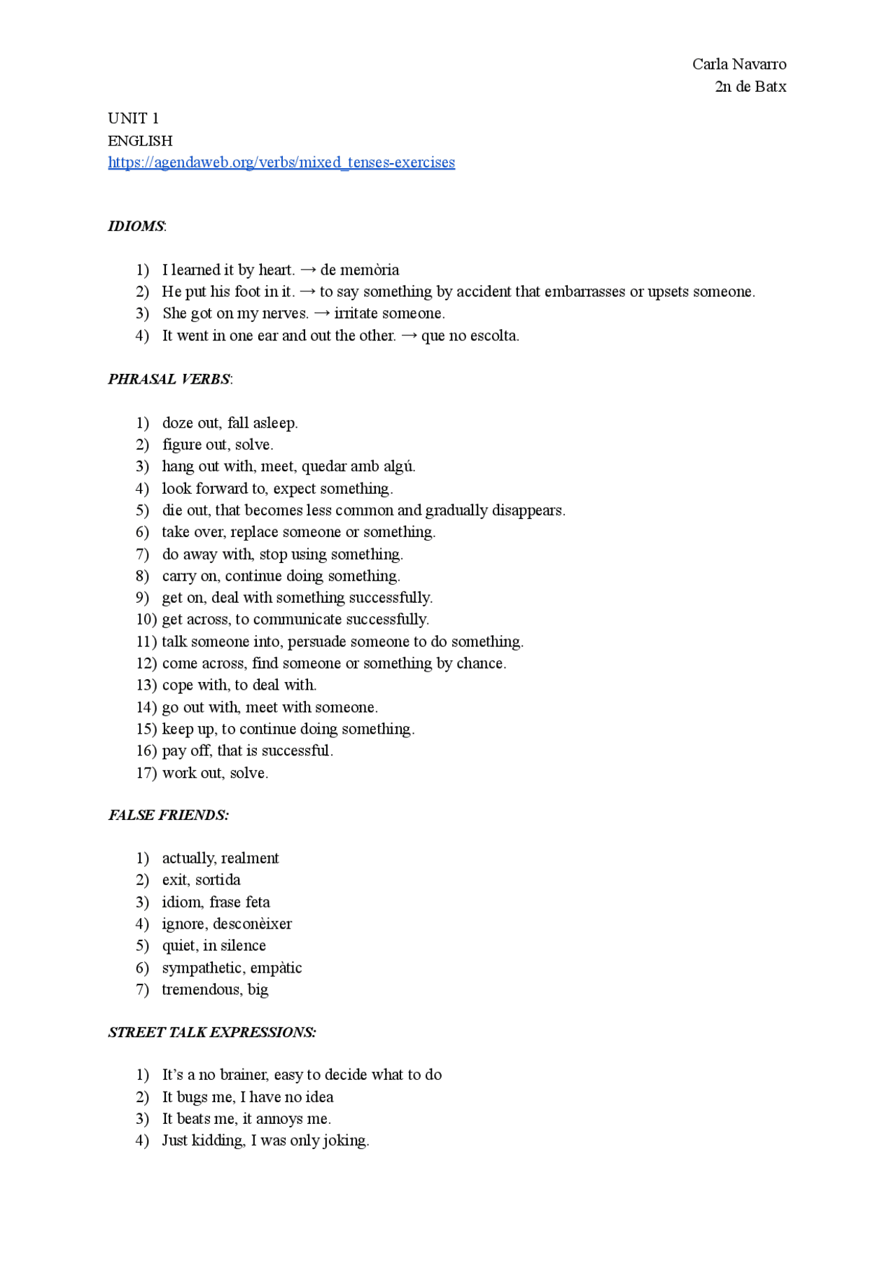 Inglés 2n Bachillerato Docsity