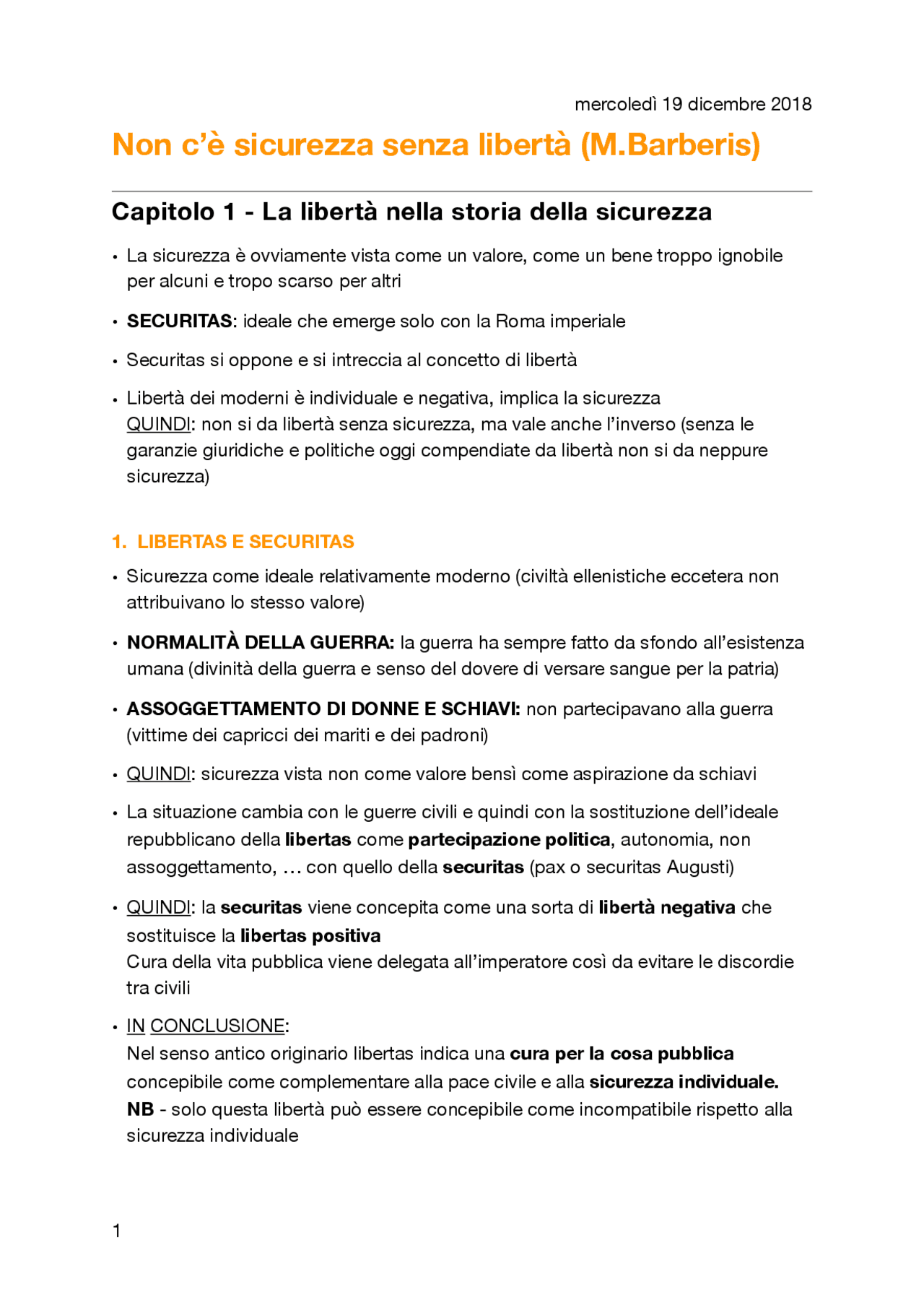 Riassunto Non Cè Sicurezza Senza Libertà Docsity