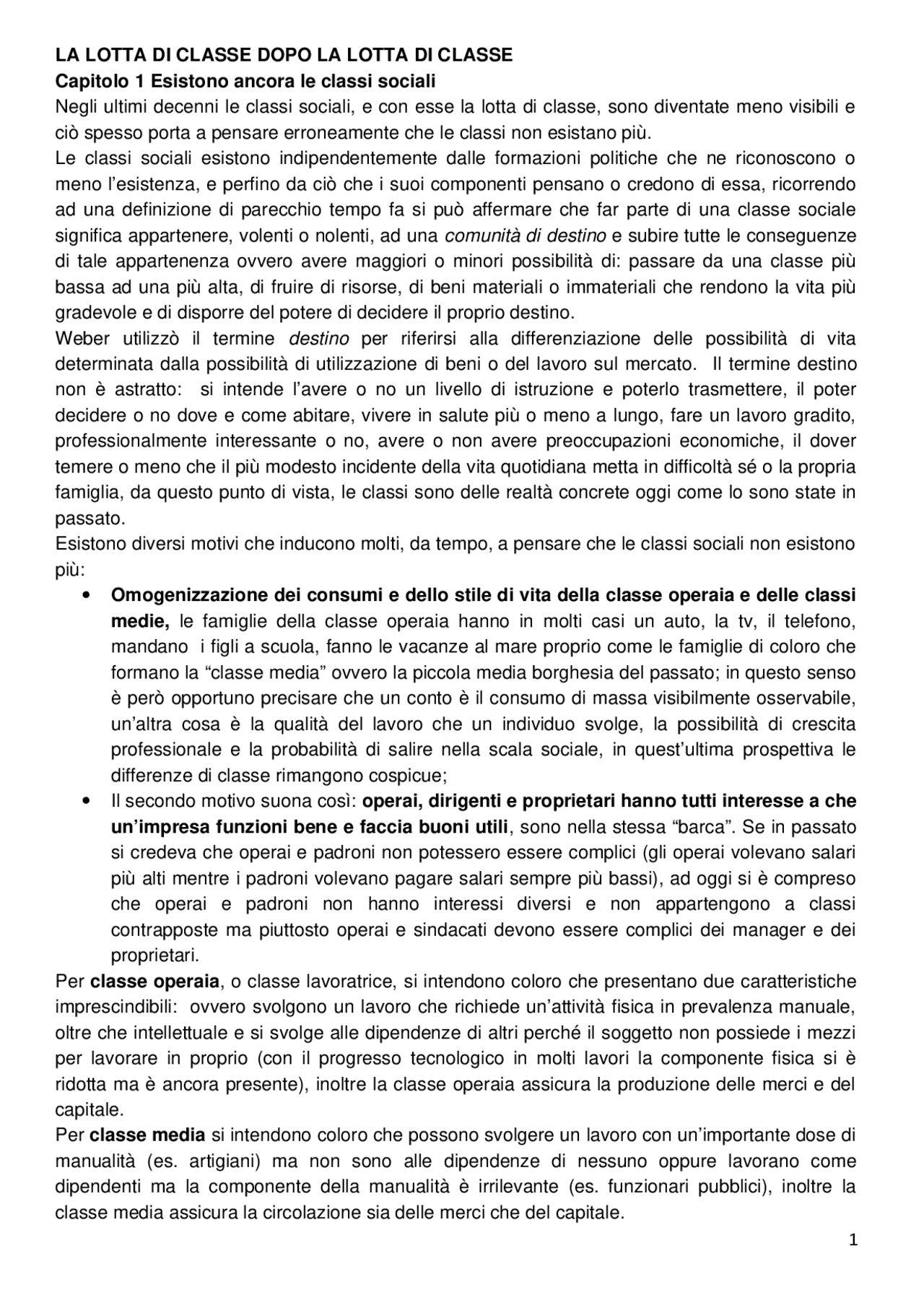 La Lotta Di Classe Dopo La Lotta Di Classe Docsity