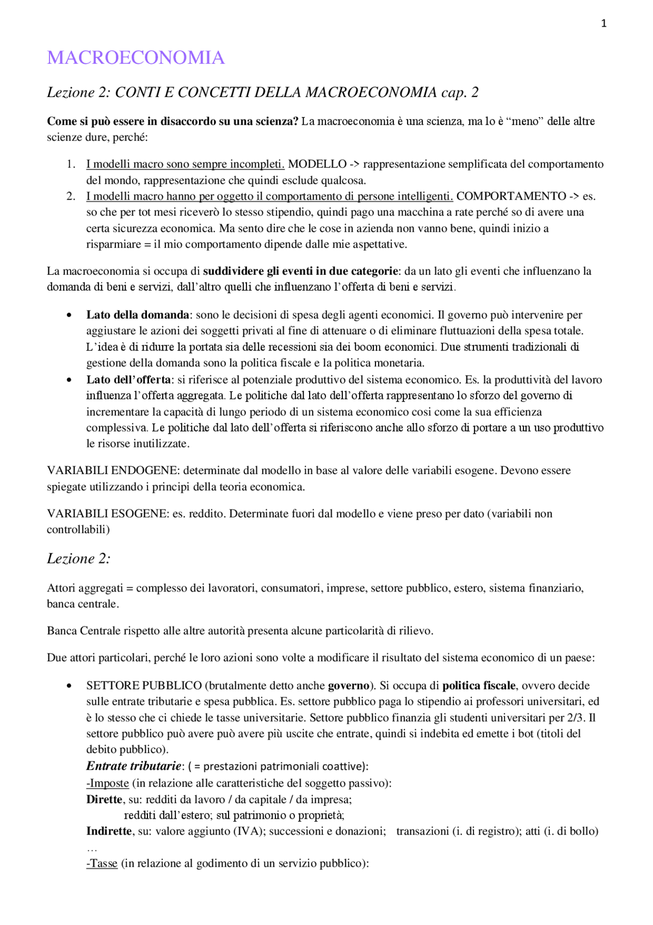 Macroeconomia Appunti E Riassunti Completi Docsity
