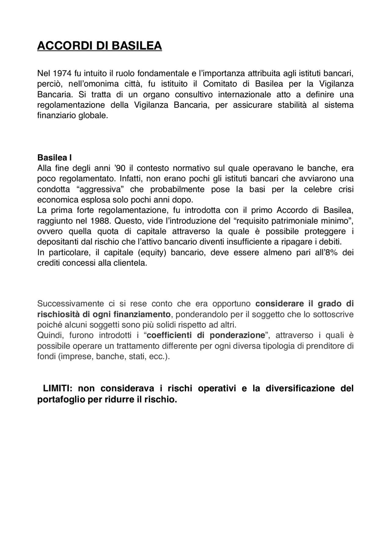 Gli Accordi Di Basilea Docsity