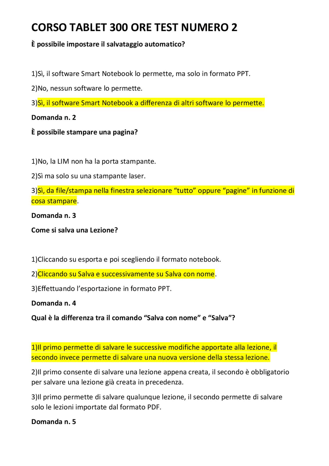 DOMANDE PER IL CORSO TABLET - Docsity