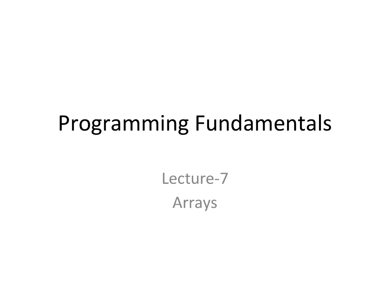 Lecture On On D Array Lecture 1 Docsity