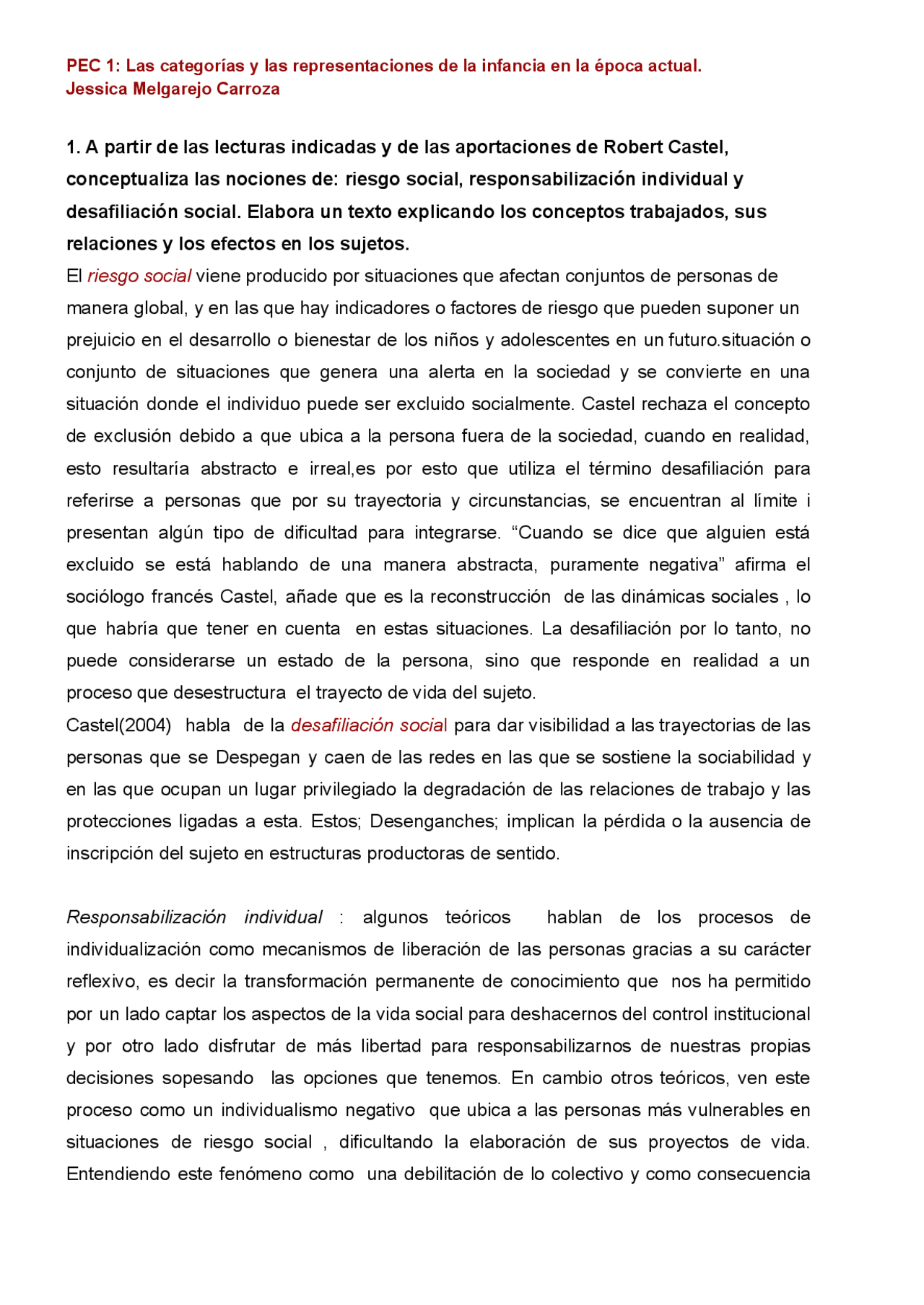 Pec 1 Bases Para La Educación Socioeducativa Para La Infancia Docsity
