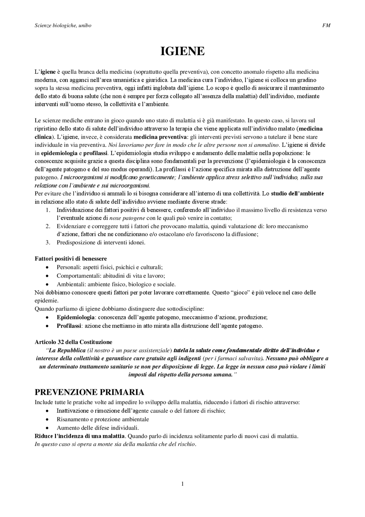 Appunti Di Igiene Applicata Docsity
