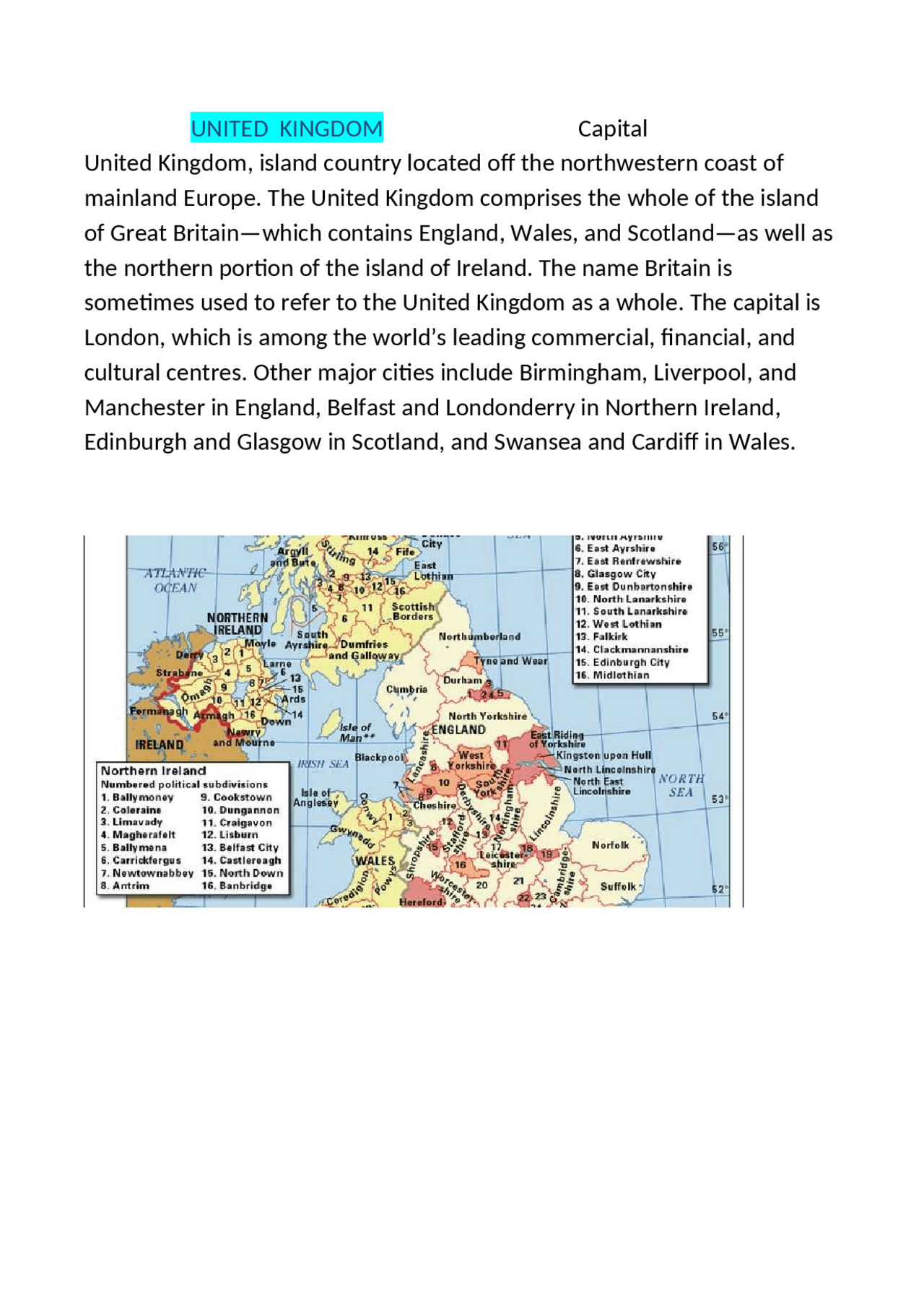 United Kingdom Socio-cultural aspects for ESO | Apuntes de Inglés - Docsity