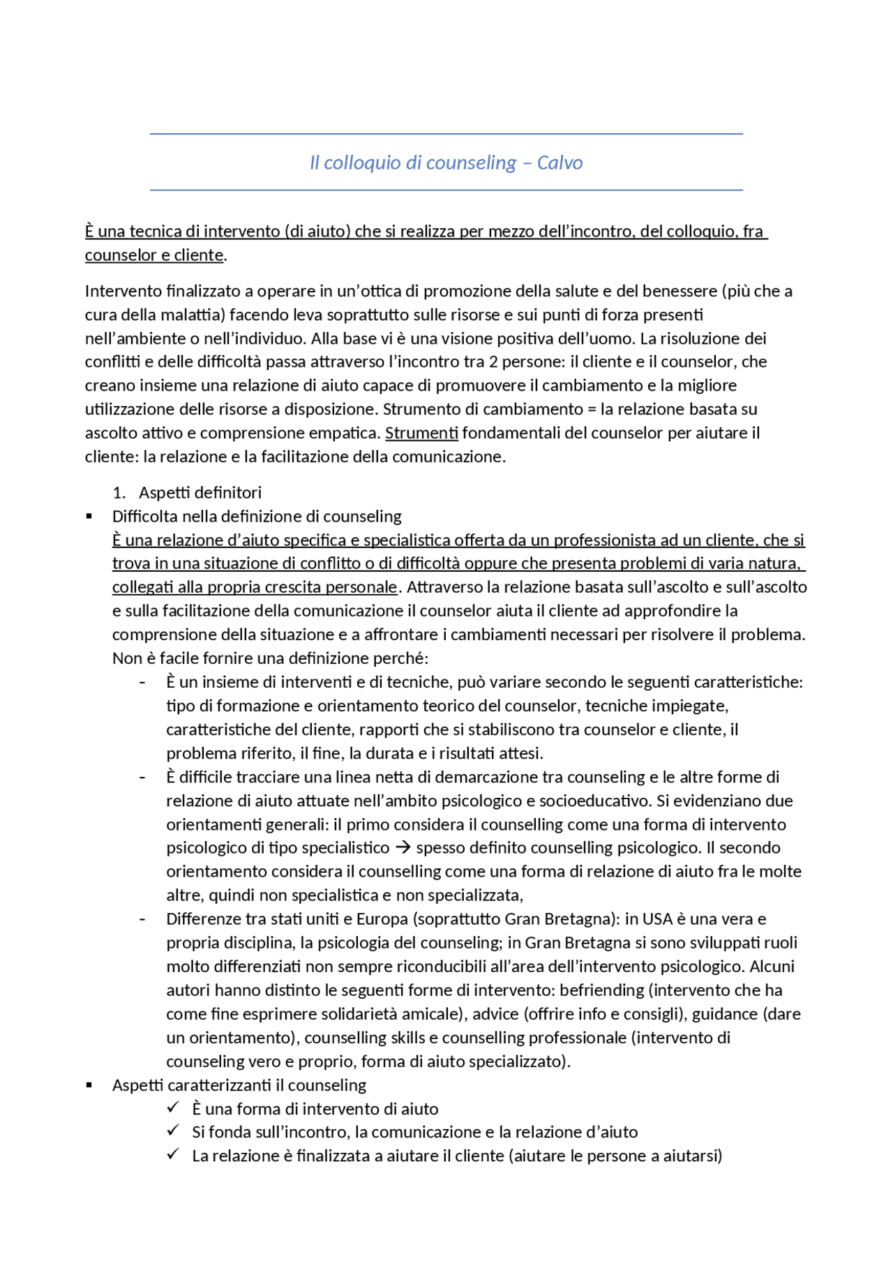 Il Colloquio Di Counseling Docsity