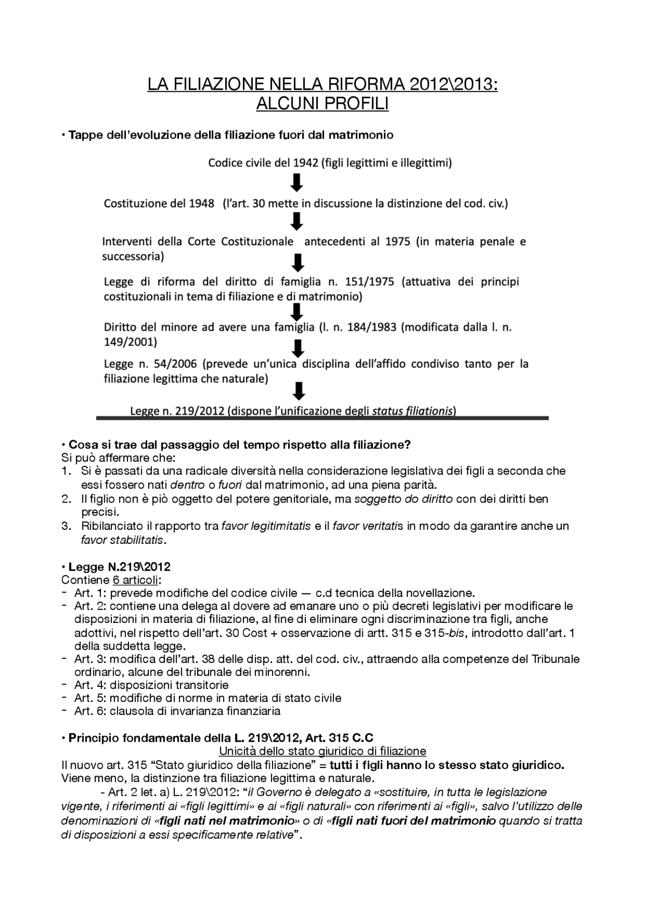 Filiazione E Riforma Docsity