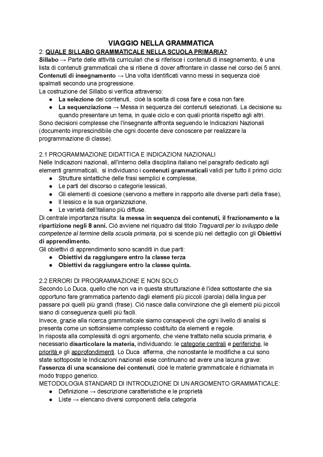 Viaggio Nella Grammatica Cap 2 3 4 Docsity