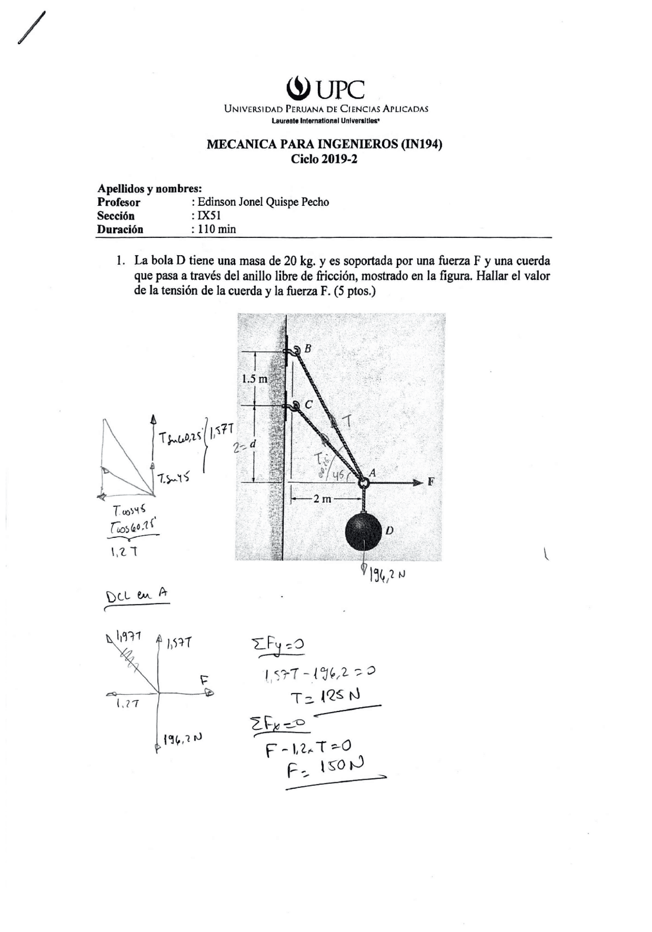 Practica Calificada 1 De Estática Docsity