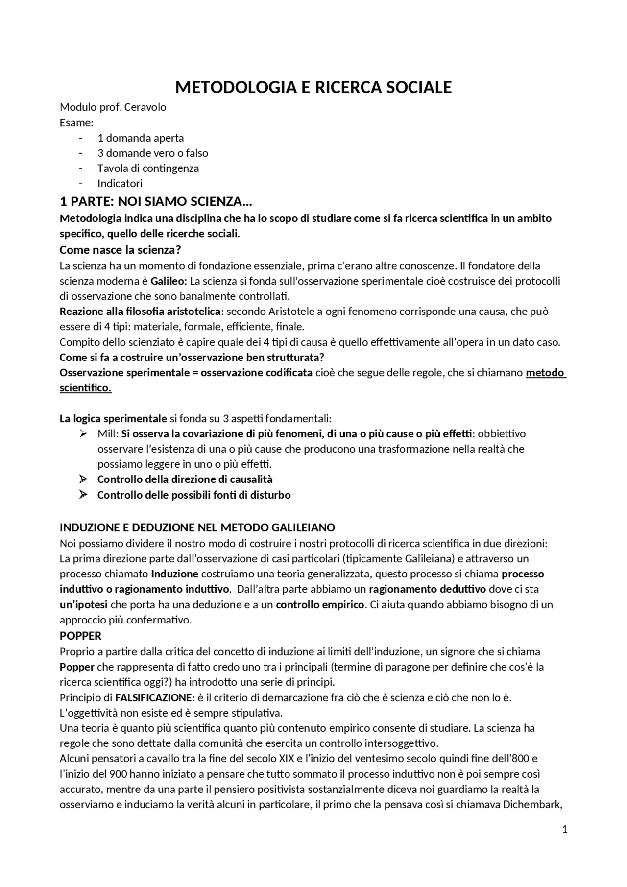 Metodologia E Ricerca Sociale Docsity