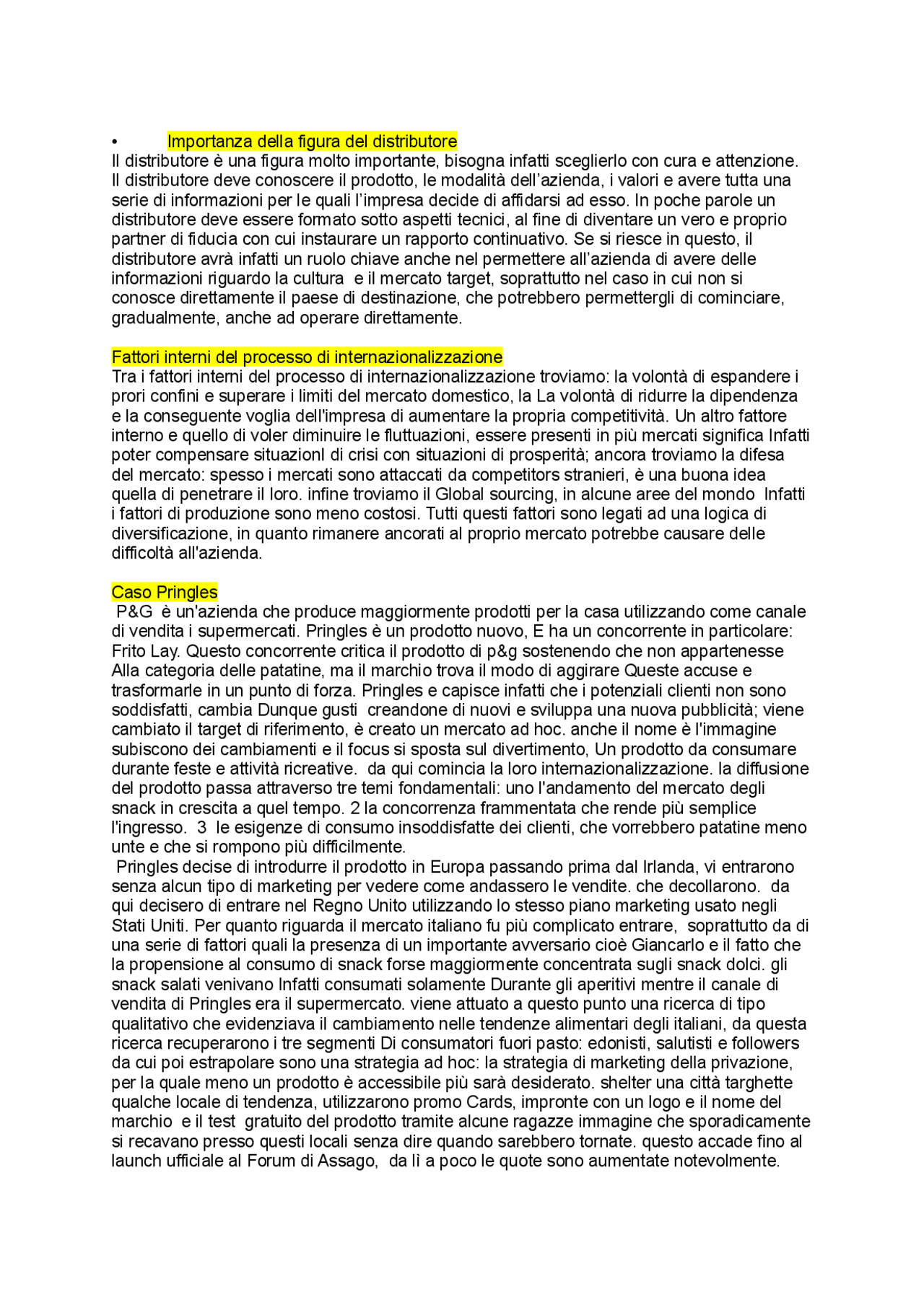 Domande Desame Marketing Internazionale Docsity