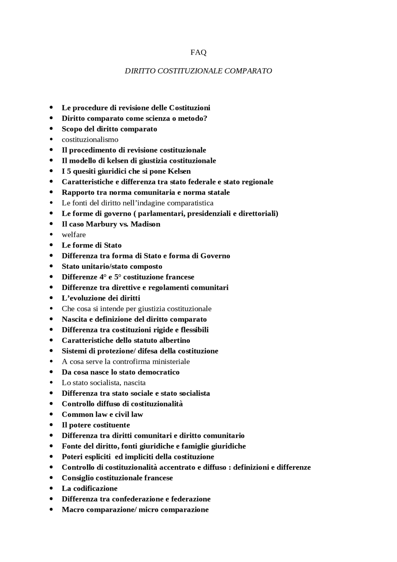 Faq Diritto Costituzionale Comparato Docsity