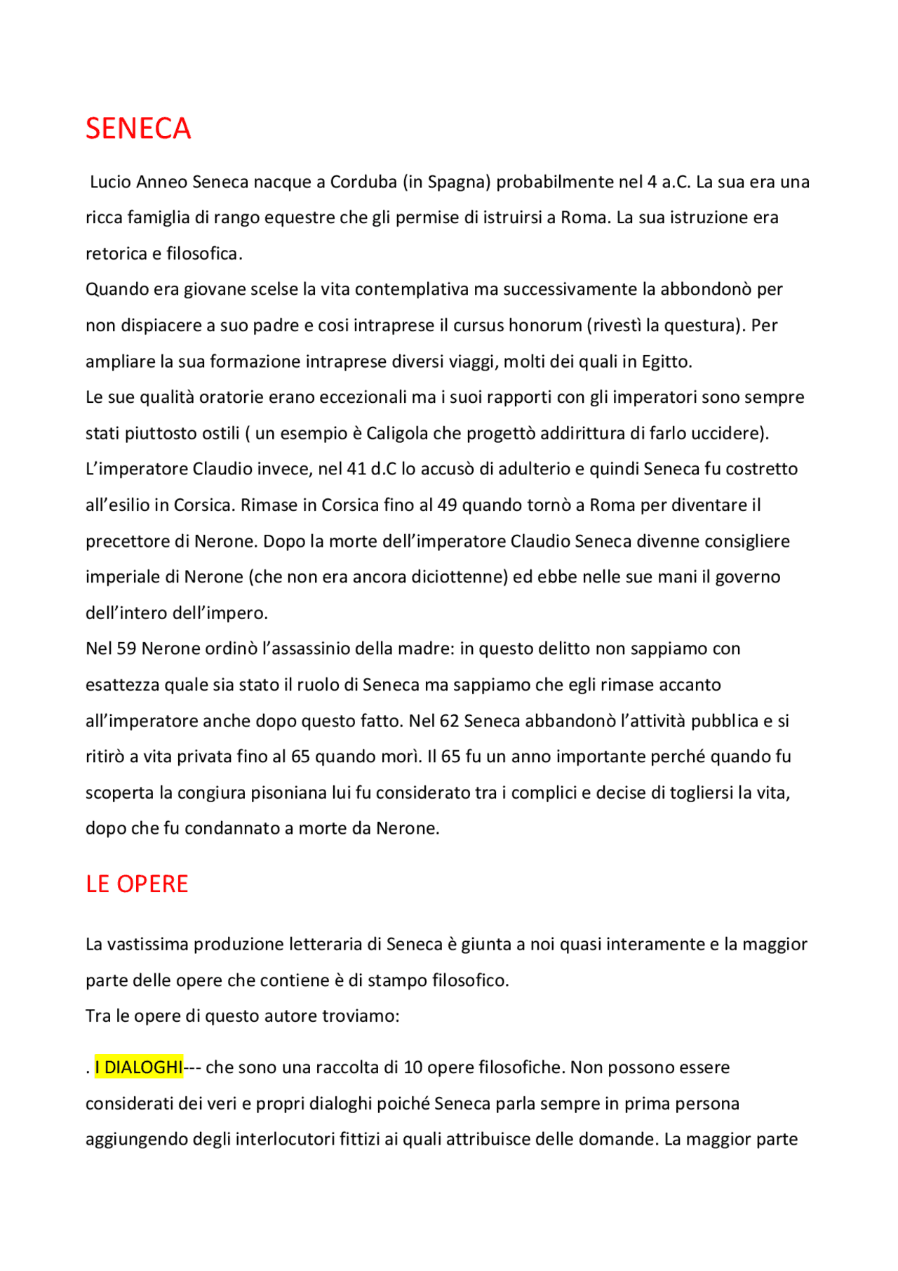 Autore Seneca Latino Docsity
