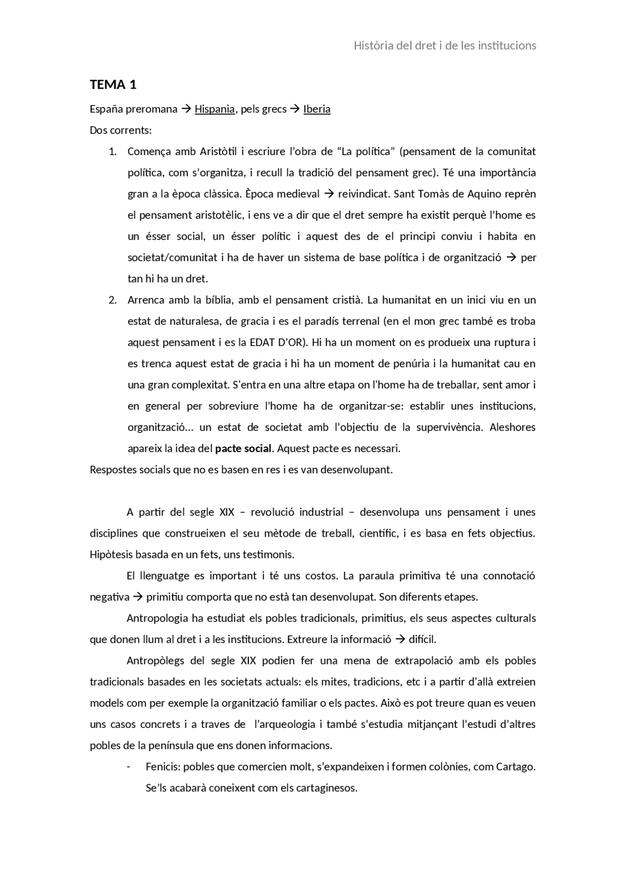 Història Del Dret I De Les Institucions Tema 1 Docsity
