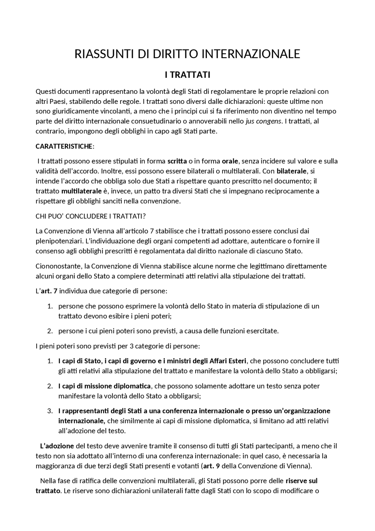 Riassunti Di Diritto Internazionale Docsity