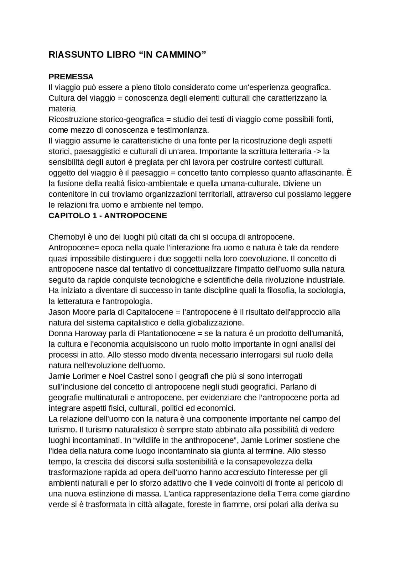 Riassunto Completo Del Libro In Cammino Docsity
