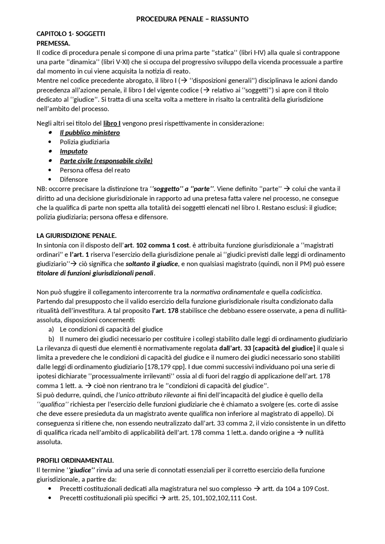 Riassunto Completo Diritto Processuale Penale Docsity