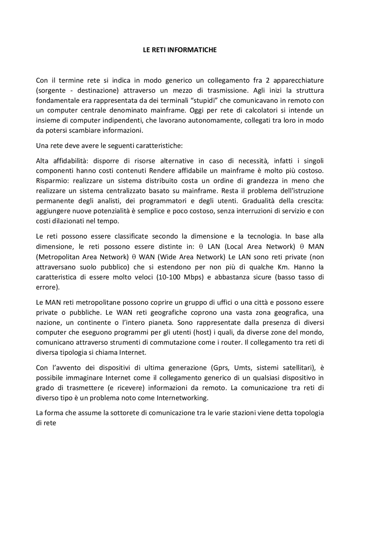 Le Reti Informatiche Dispense Di Informatica Docsity