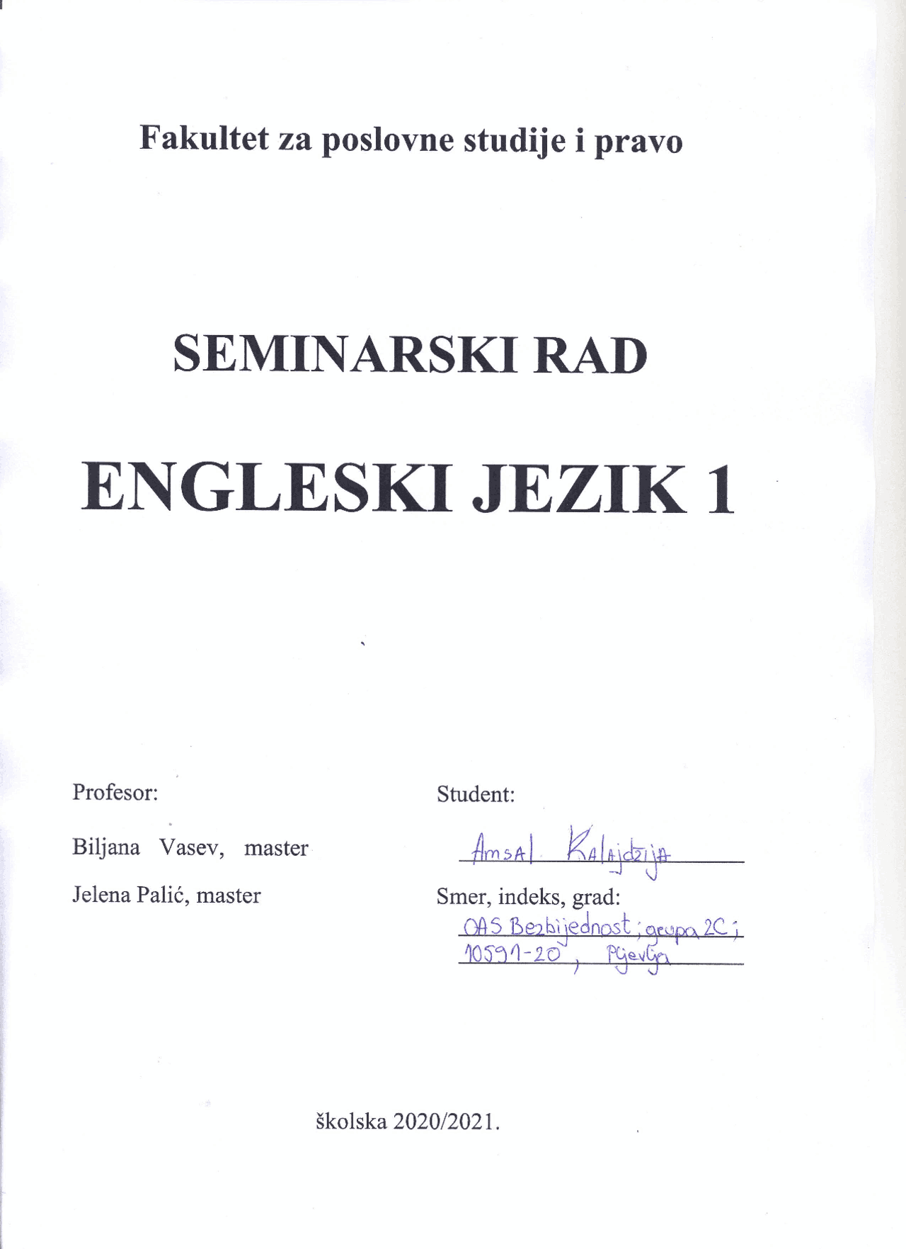 Seminarski engleski i ruski | Vežbe' predlog Ruski jezik - Docsity