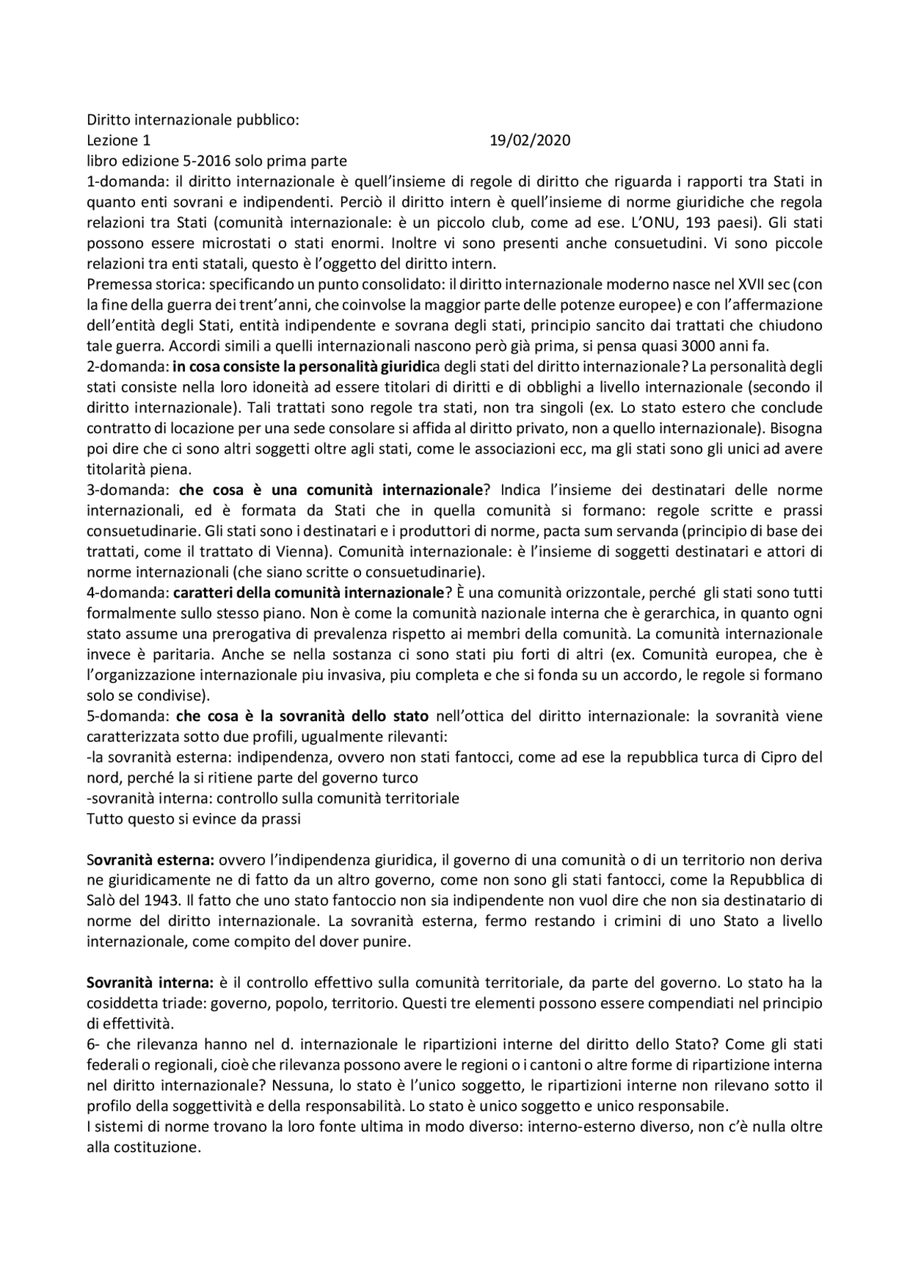 Appunti Completi Di Diritto Internazionale Pubblico E Privato Docsity