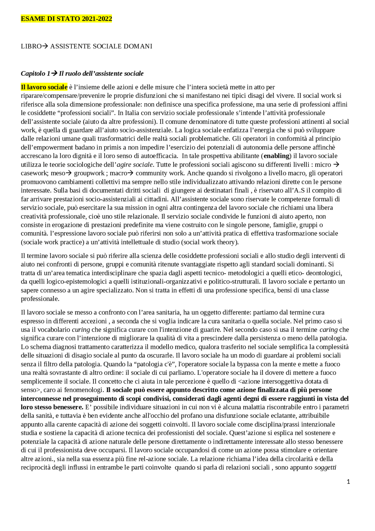Riassunto Completo Del Libro Assistenti Sociali Domani Docsity