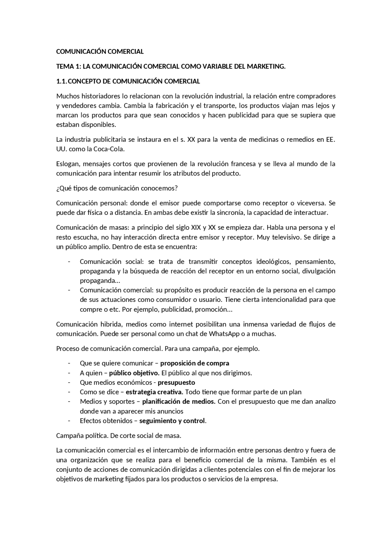 Apuntes Comunicacion Comercial Apuntes De Comunicación Docsity