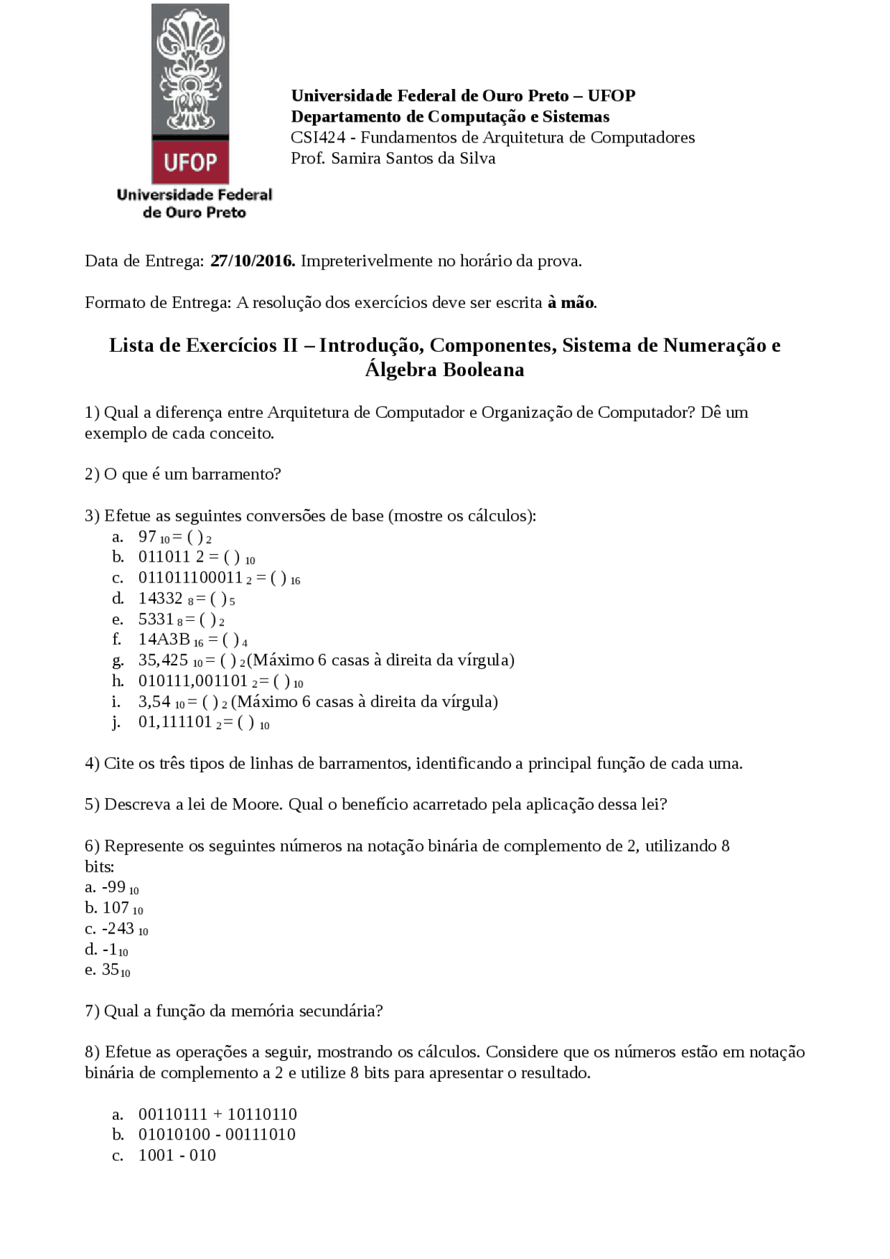 Arquitetura De Computadores Docsity