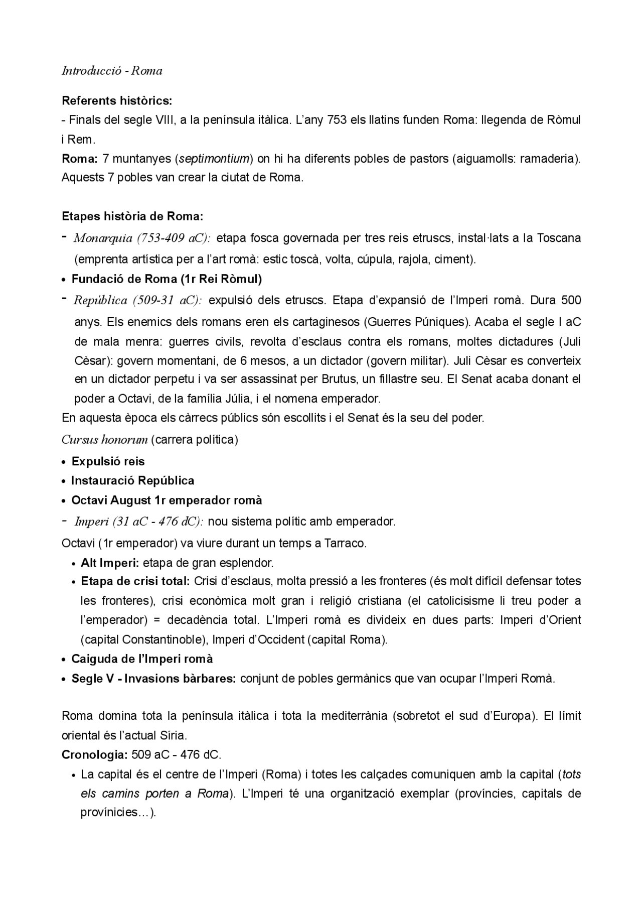 Apunts Roma Història de l'Art - Docsity