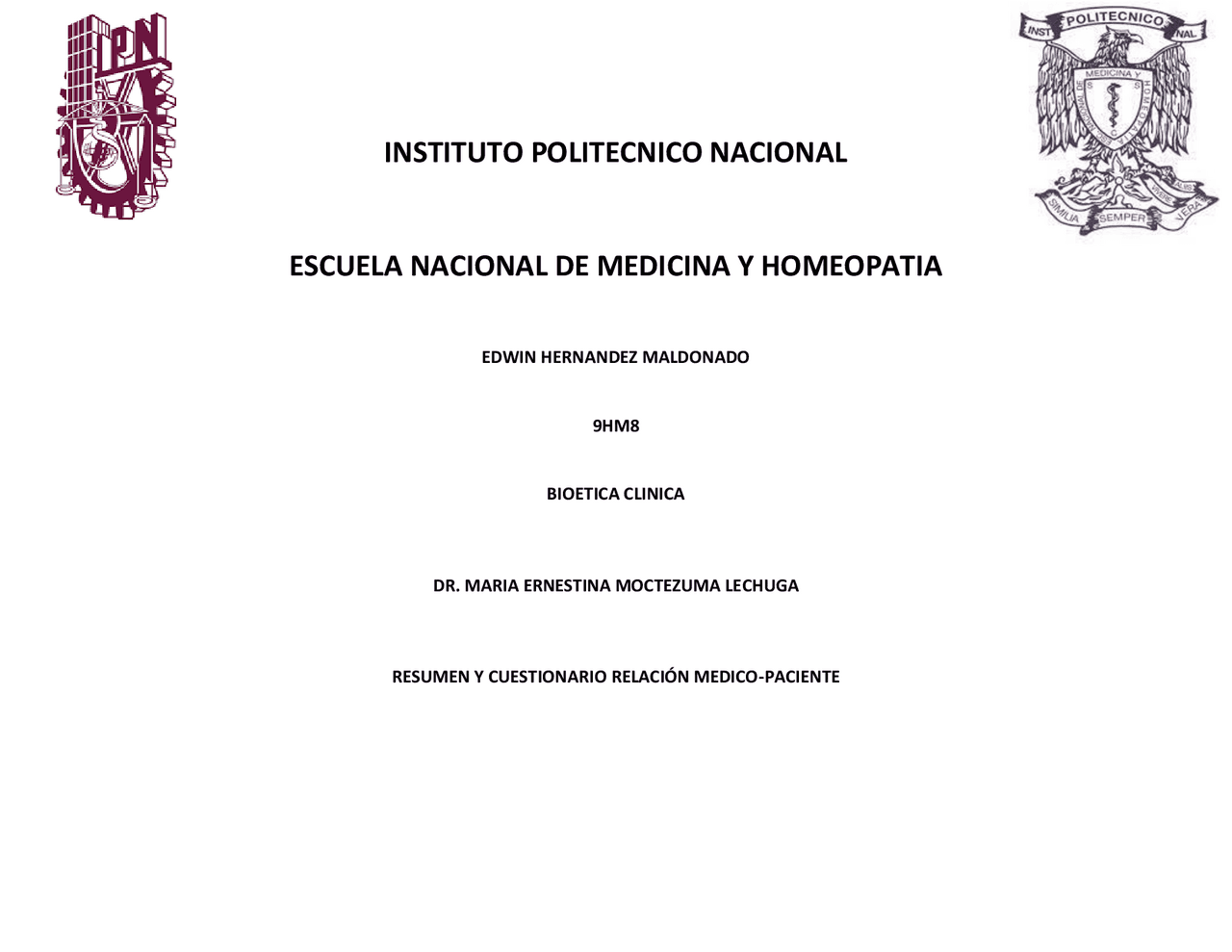 Relación Medico Paciente Docsity