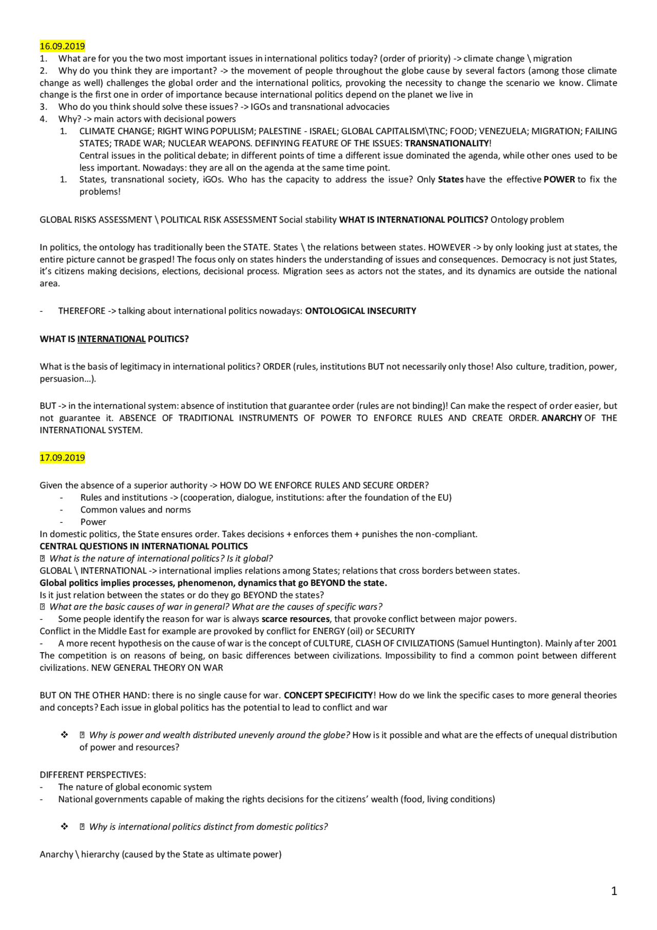 Appunti Delle Lezioni Di Major Issues Di Della Sala Docsity
