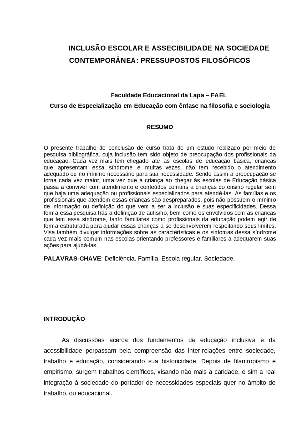 Trabalho Ce Conclusao De Curso Teses Tcc Pedagogia Docsity