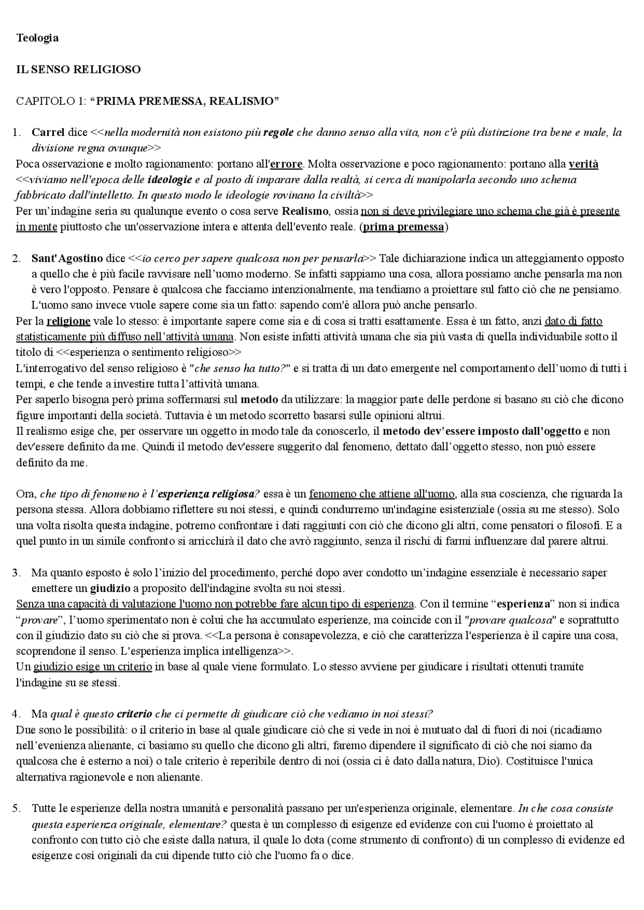 Teologia I Prof Alberto Docsity