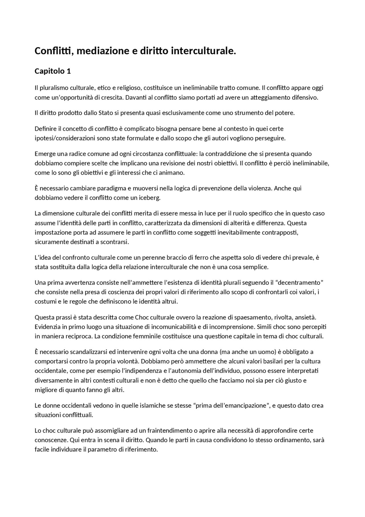 Conflitti Mediazione E Diritto Interculturale Docsity