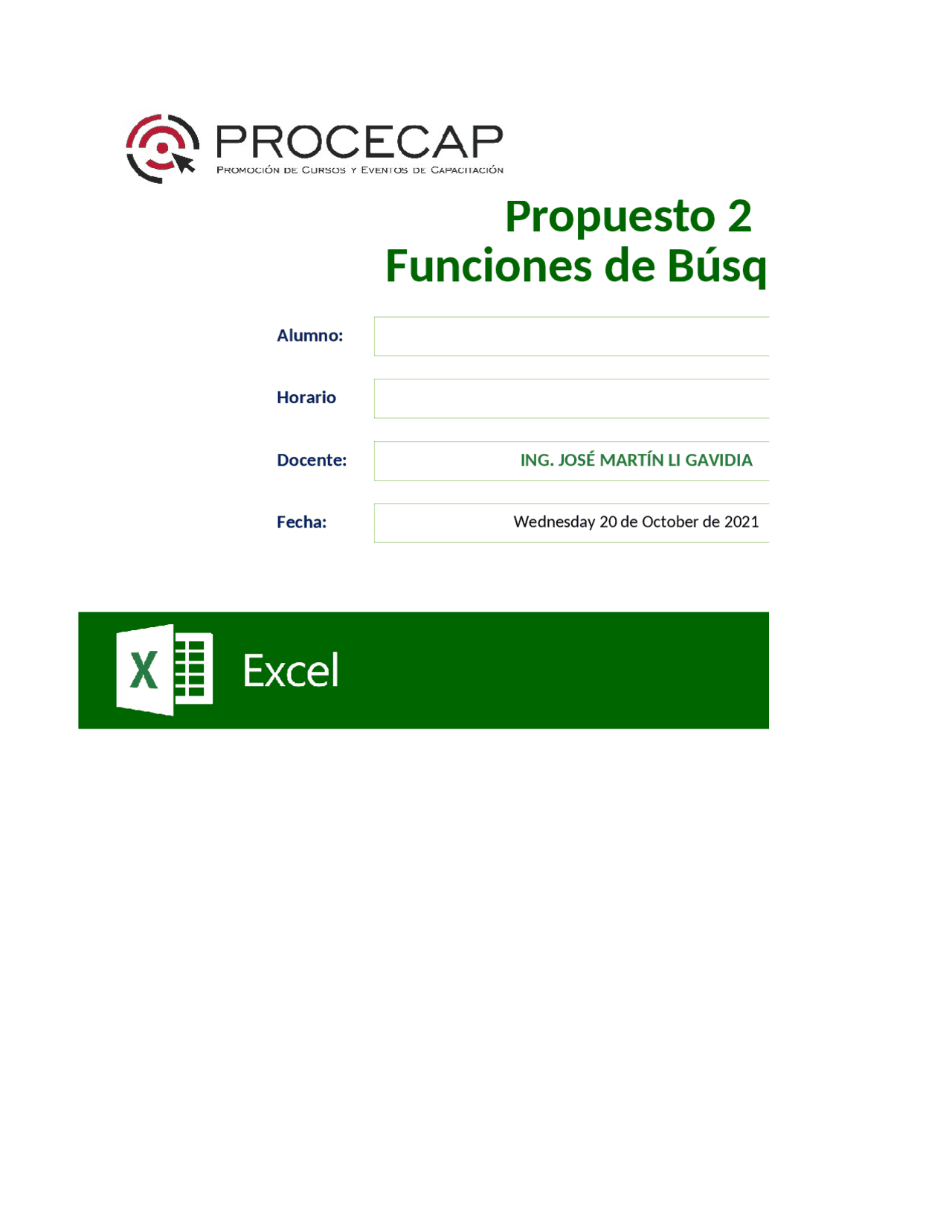 Ejercicios De Excel Profecional Docsity