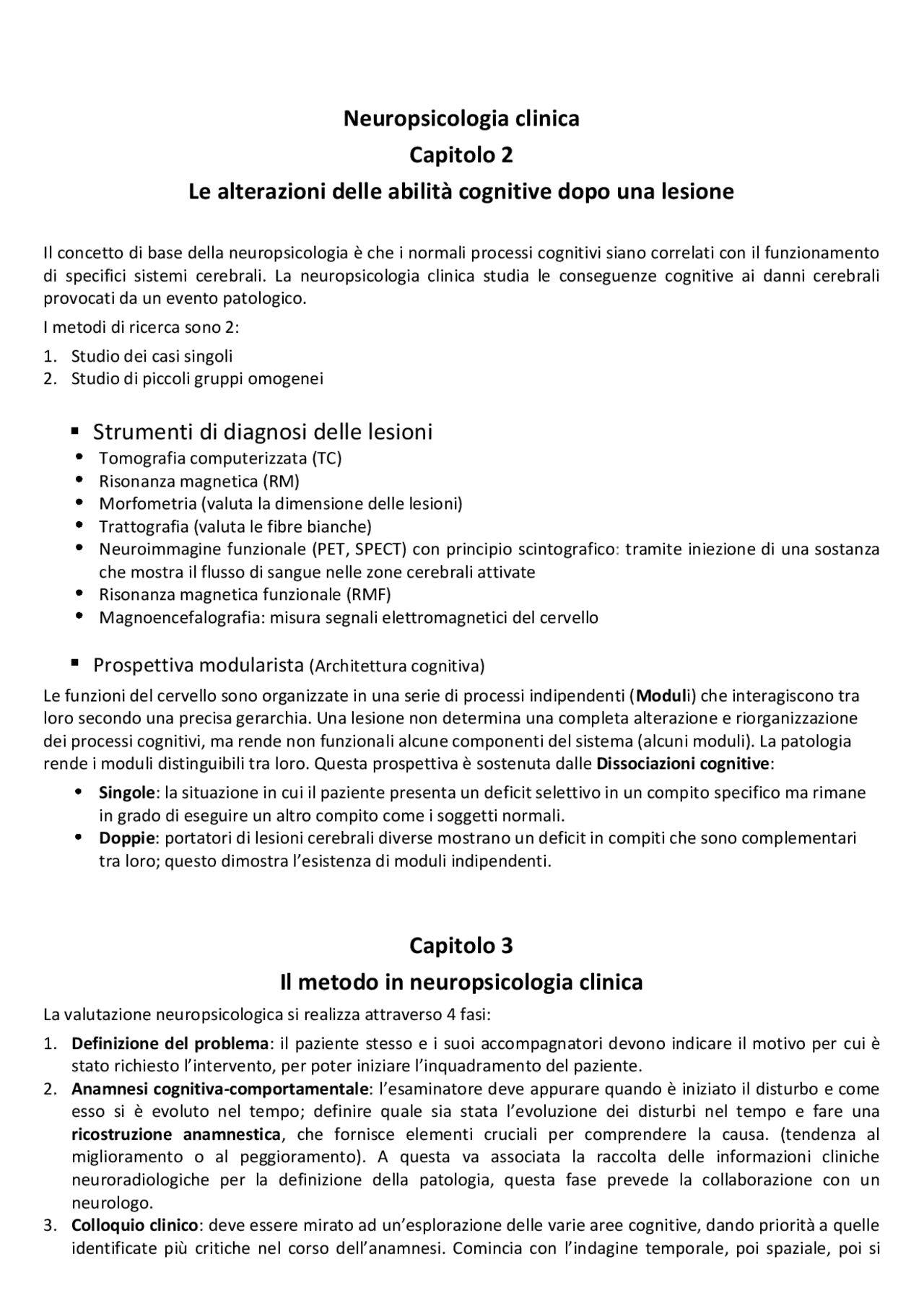 Neuropsicologia Clinica Docsity