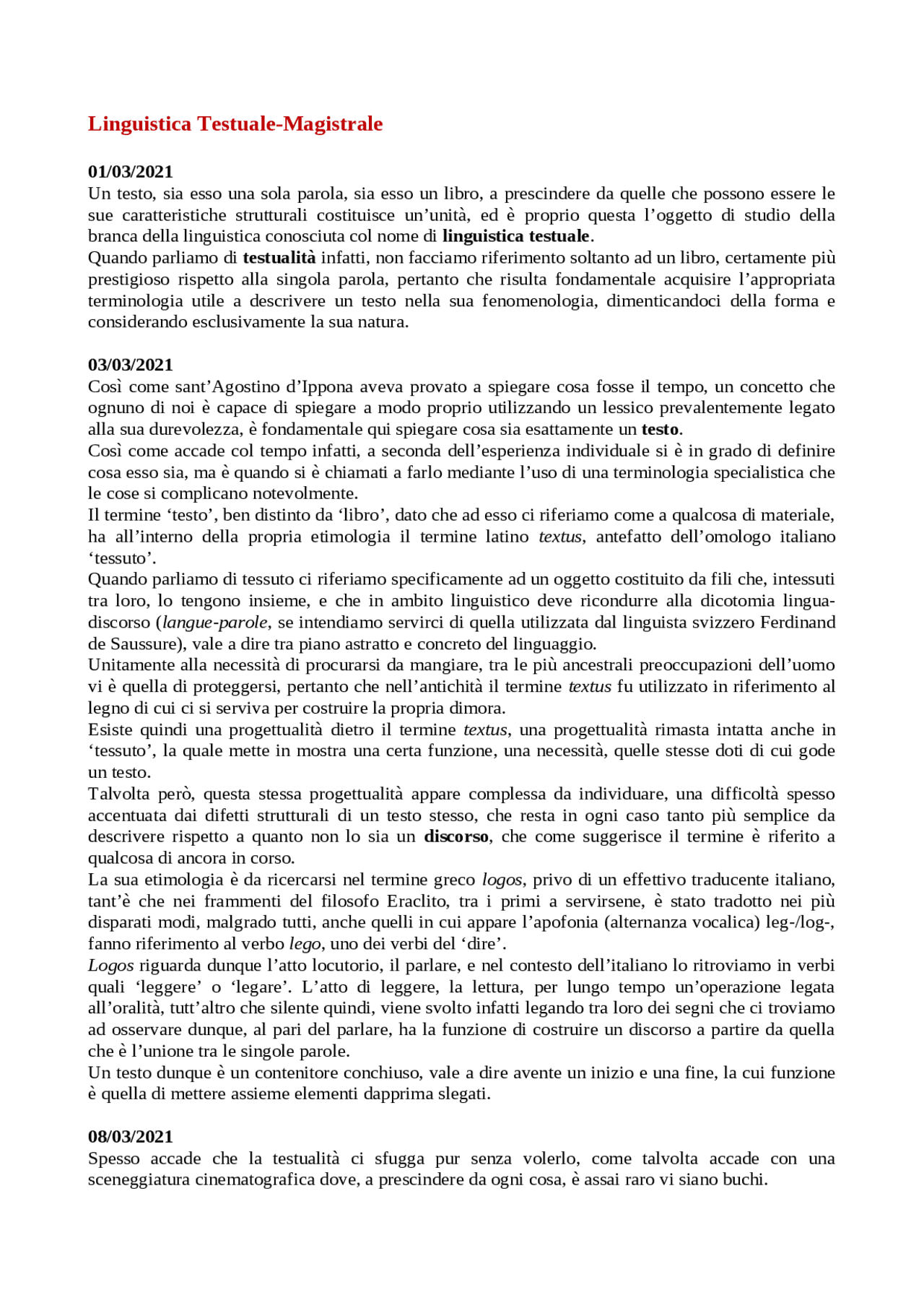 Linguistica Testuale 202021 Appunti Di Linguistica Docsity