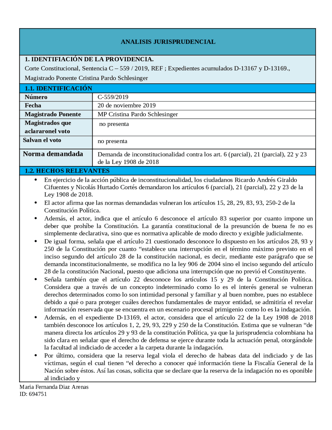 Analisis Sentencia Penal Docsity